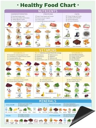 Amazon.com: Healthy Food Chart Magnet, Informative Nutrition Vitamins ...