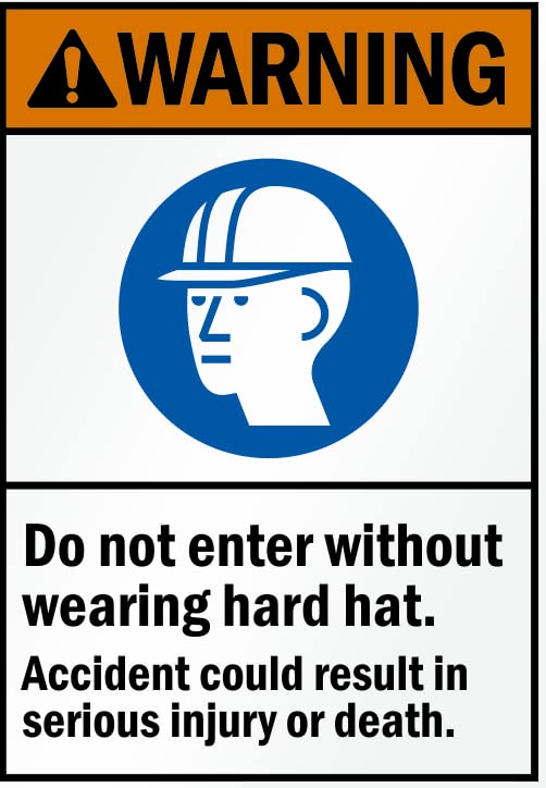 Warning do not Enter Without Wearing Hard hat Signage, PVC Waterproof ...