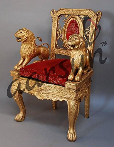 Aarsun Sheesham Wood Pooja Singhasan/Deity Chair with Lion Arms (Golden ...
