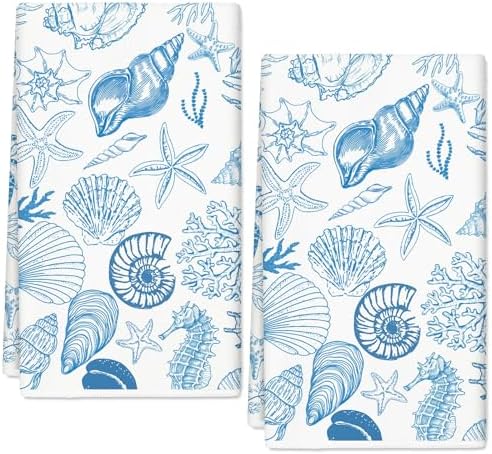 Amazon.com: JarThenaAMCS Ocean Theme Kitchen Towels Sea Shell Starfish ...