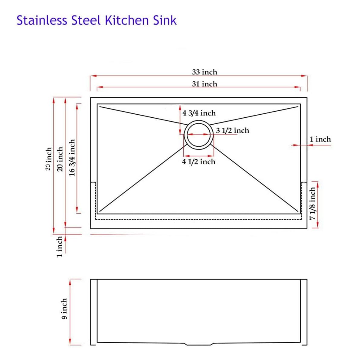 Snapklik.com : SHACO Gold Farmhouse Sink, 33 Inch Gold Stainless Steel ...