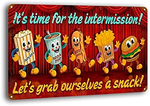 Amazon.com: Metal Signs Intermission Snacks Tin Sign Poster for Kitchen ...