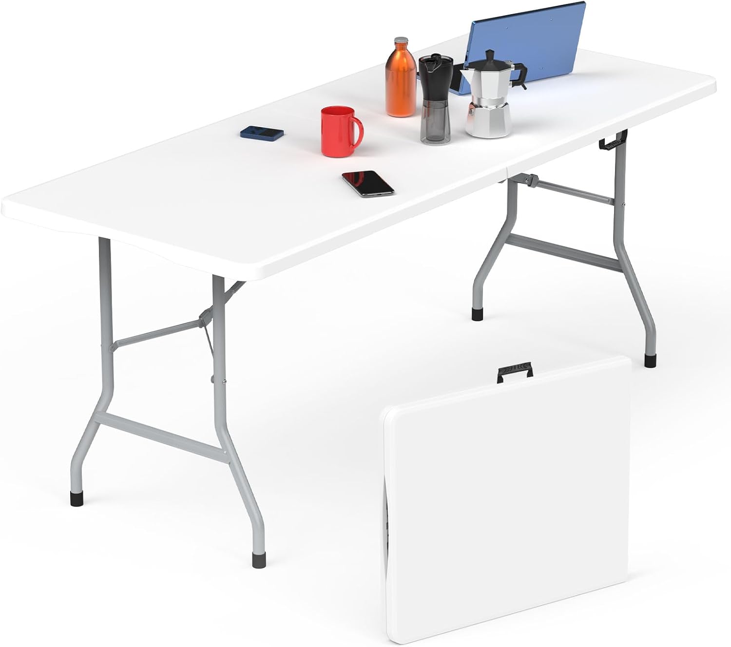 Amazon.com: Folding Table 6ft, Foldable Portable Heavy Duty Plastic ...