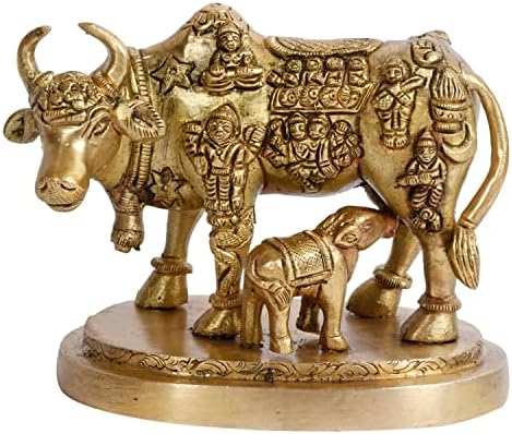Amazon.com: BRIJ HAAT Kamdhenu Cow and Calf with Gopal Krishna ...