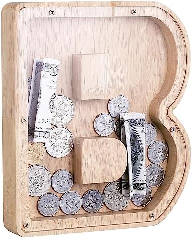 Wooden Letter Money Box Personalized Letters Wooden Piggy Bank Money ...