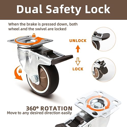 Snapklik.com : 3 Inch Casters Set Of 4, Heavy Duty Caster 1000 LBS ...