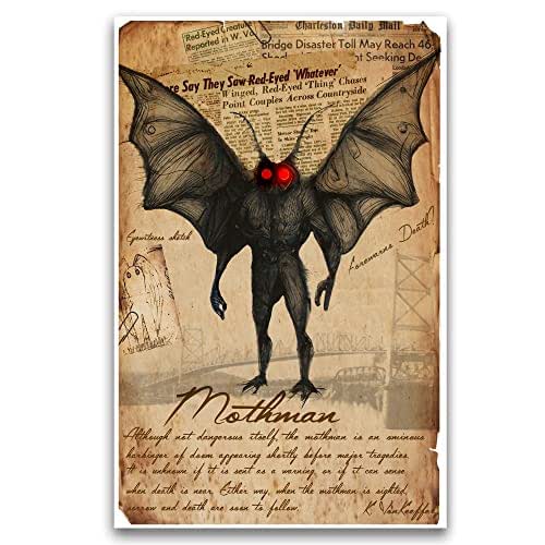 Amazon.com: Mothman urban legend art print, myths monsters and folklore ...