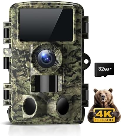 Trail Camera 4K 48MP Game Camera with 32GB Memory Card No Glow Infrared ...