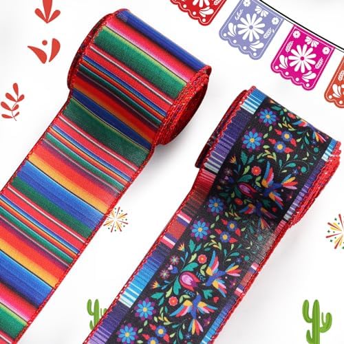 Amazon.com: MLURCU Mexican Serape Ribbon Fiesta Ribbon 4 Rolls Rainbow ...