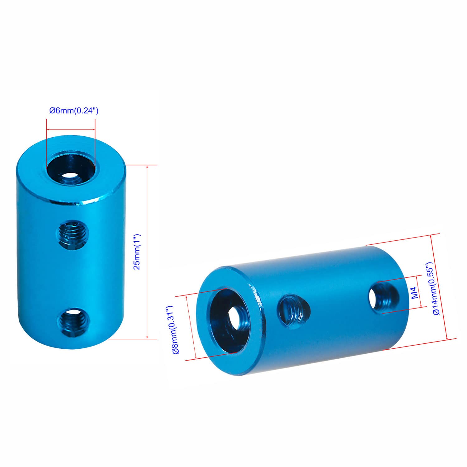 Ohamtes 4Pcs shaft diameter 6mm to 8mm rigid coupling, suitable for 3D ...