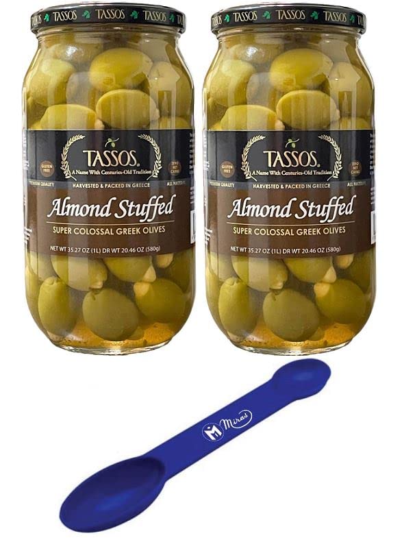 Amazon.com : (Pack of 2) Tassos Almond Stuffed Halkidiki Super Colossal ...