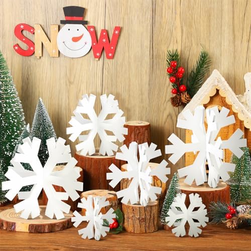 Amazon.com: Maitys 12 Pcs Christmas Wooden Snowflake Decor Winter Signs ...