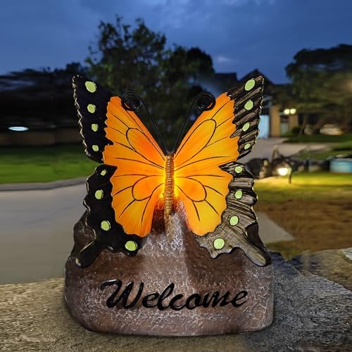 Amazon.com: Metal Butterfly Solar Garden Decor for Outdoor Lawn ...