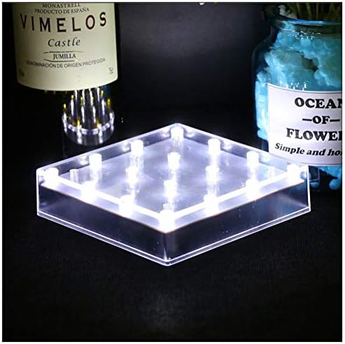 LACGO Acrylic 5'' Square LED Vase Base Plate Light, 16 Bright White ...