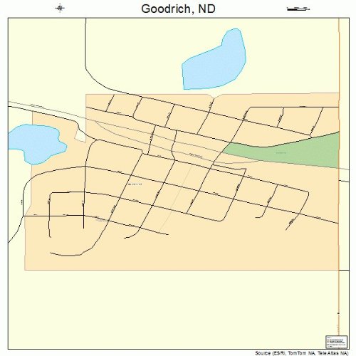 Large Street & Road Map of Goodrich, North Dakota ND - Printed poster ...