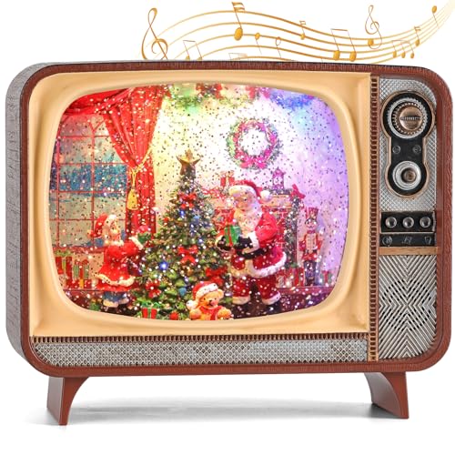 Christmas Snow Globe, TV Santa Claus Scene Snow Globe,Volume/Light Mode ...