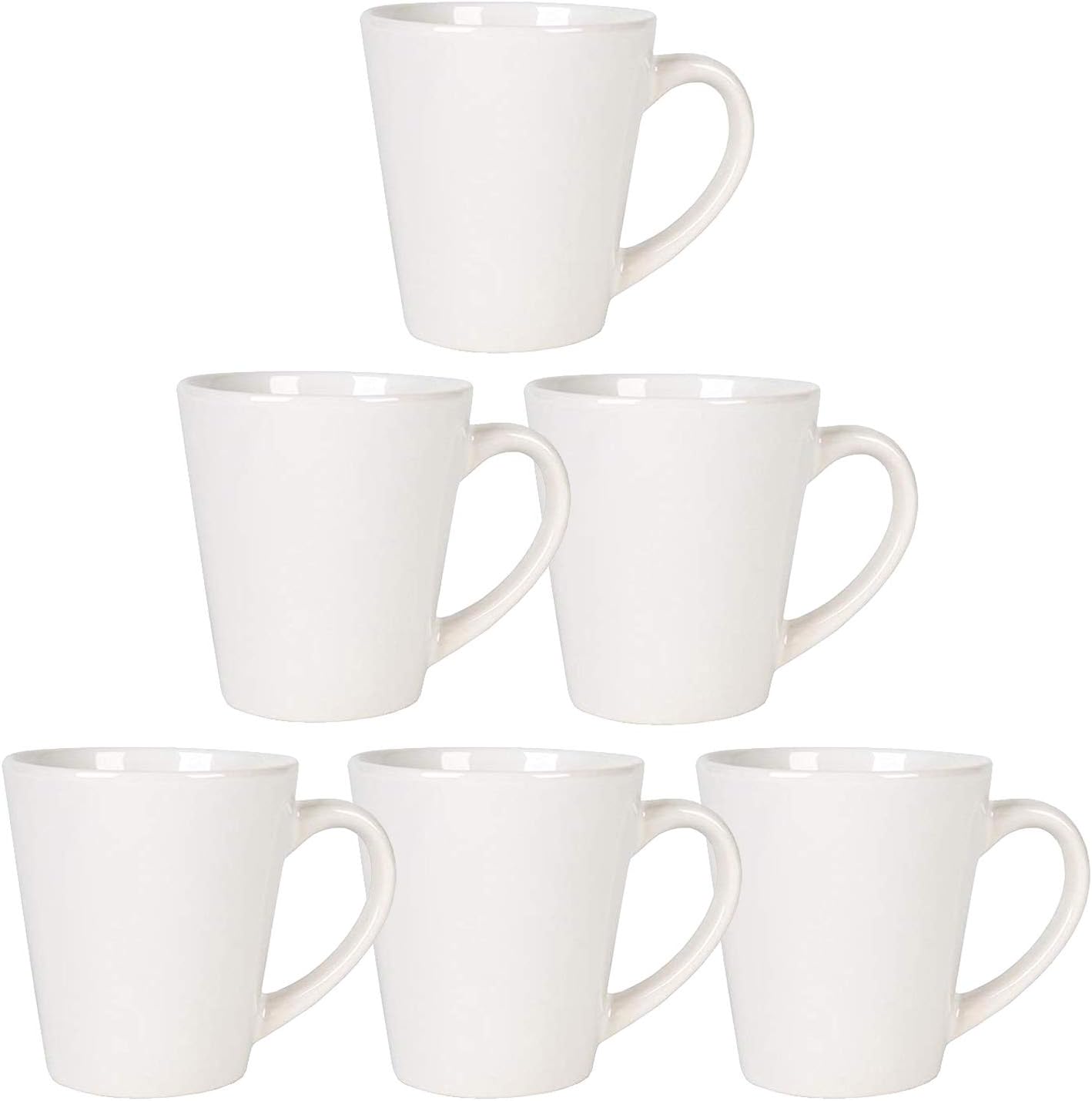 Plain White Ceramic V Shaped Mugs 325ml - Set of 6. : Amazon.co.uk ...
