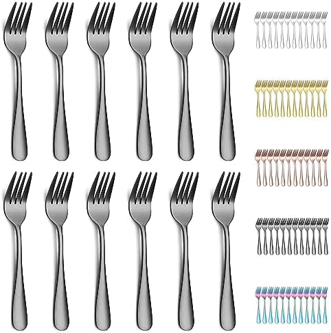 Evanda Dessert Forks 12 Pieces, Black Titanium Plating Stainless Steel ...