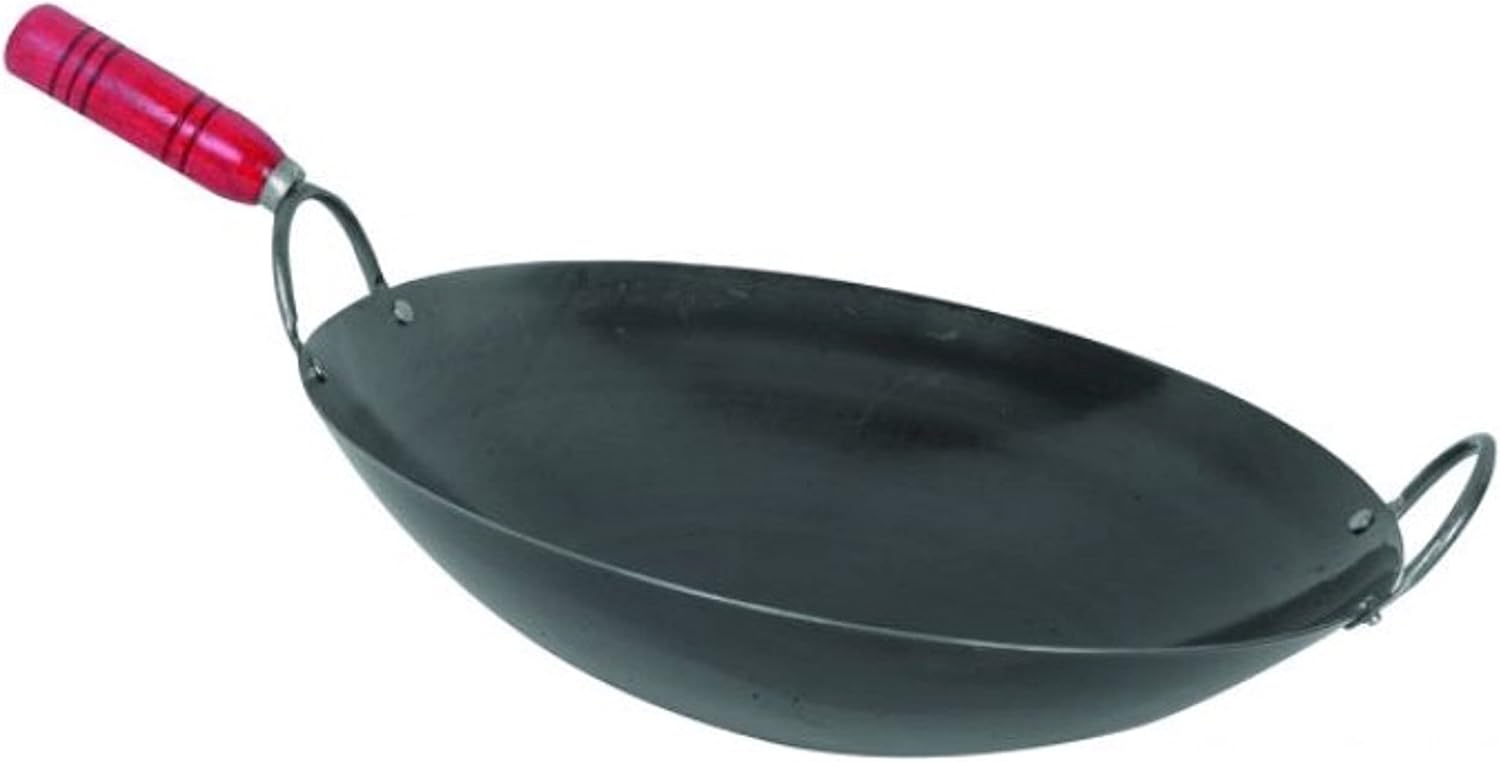 Amazon.com: TrueCraftware- 16” Iron Wok Pan with Wooden Handle– Woks ...