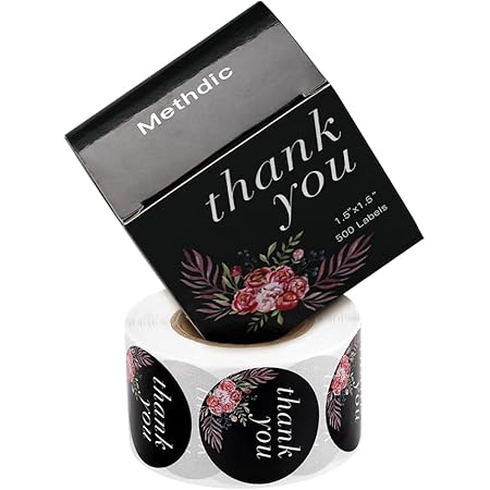 Amazon.com : Methdic Thank You Stickers Labels Roll for Business Favors ...
