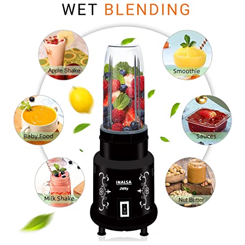 INALSA Nutri Mixer - Jiffy| Grinder & Blender | Powerful 400W Motor | 2 ...