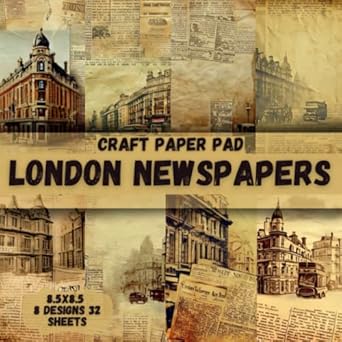 Amazon.com: Craft Paper Pad London newspapers scrapbook 8.5x8.5 Craft ...