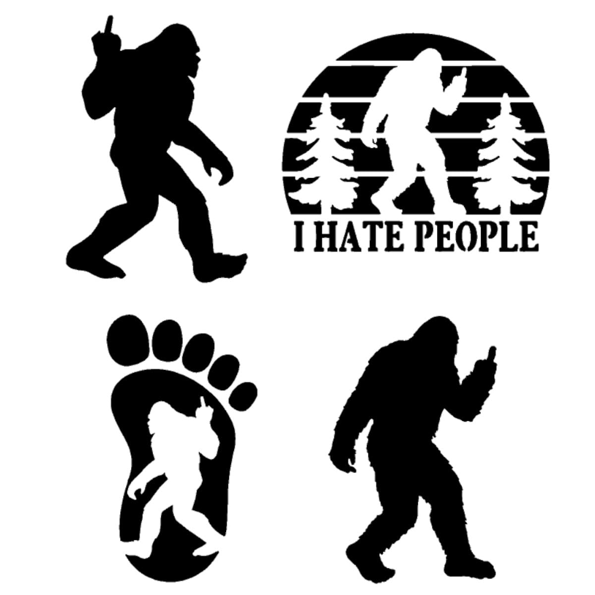 Amazon.com - Bigfoot Offensive Decal 4 Pack: Bigfoot Flipping The Bird ...