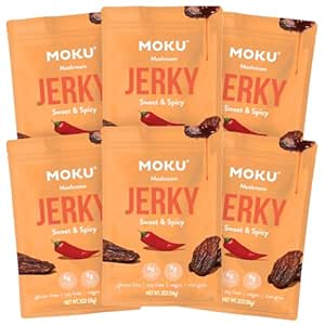 Amazon.com: Moku Plant-Based Mushroom Jerky, Sweet & Spicy (6 Pack), Gluten Free, Soy-Free, Non ...