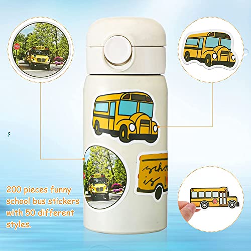 100PCS School Bus Stickers, Cute Cartoon Yellow Transportation Stickers ...
