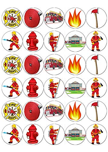 Buy 30 Fireman Firefighter Emergency Services Cupcake Toppers Edible ...