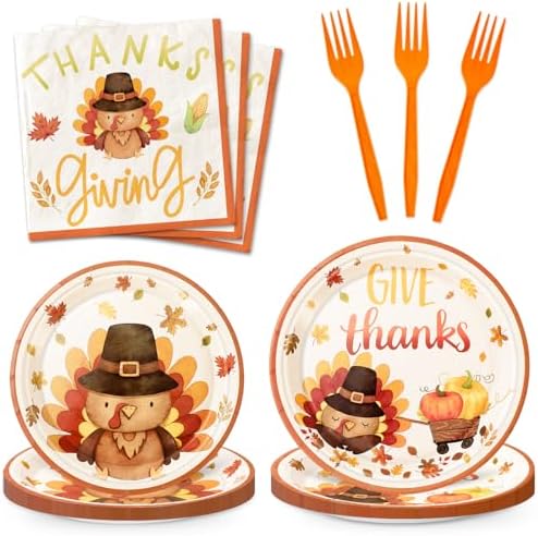 Amazon.com: JarThenaAMCS Fall Thanksgiving Tableware Set Cute Turkey ...