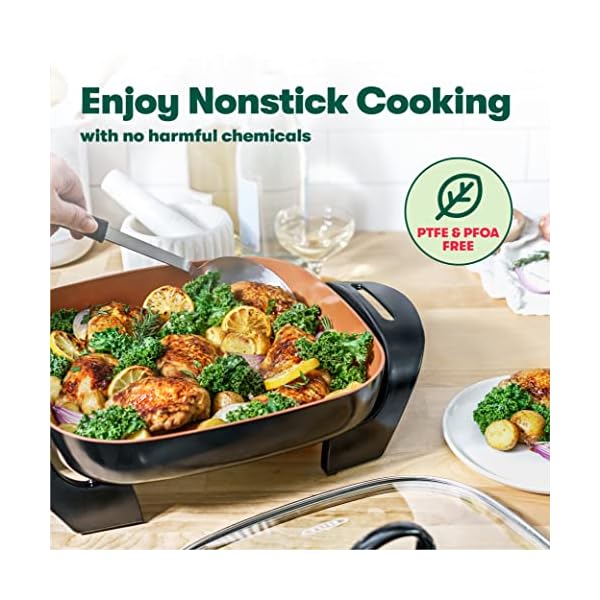 BELLA Electric Skillet and Frying Pan with Glass Lid, Nonstick Coating ...