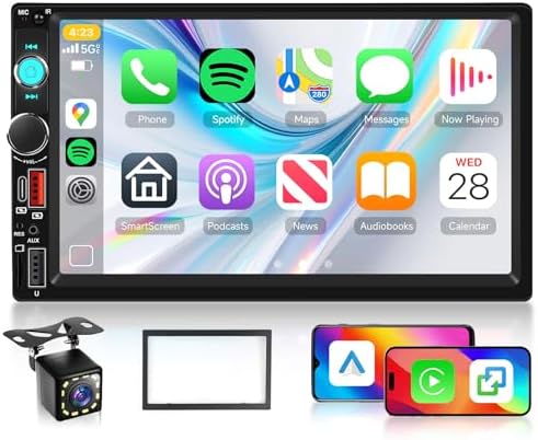 Double Din Car Stereo with Wireless Carplay & Android Auto, 7 Inch HD ...