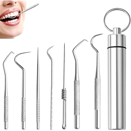Amazon.com: 7Pcs 2 Set Portable Stainless Steel Toothpicks Pocket Set ...