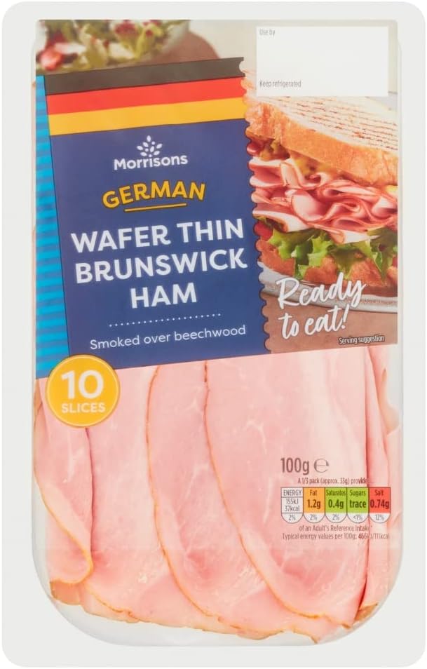 Morrisons German Wafer Thin Brunswick Ham 10 Slices 100g : Amazon.co.uk ...