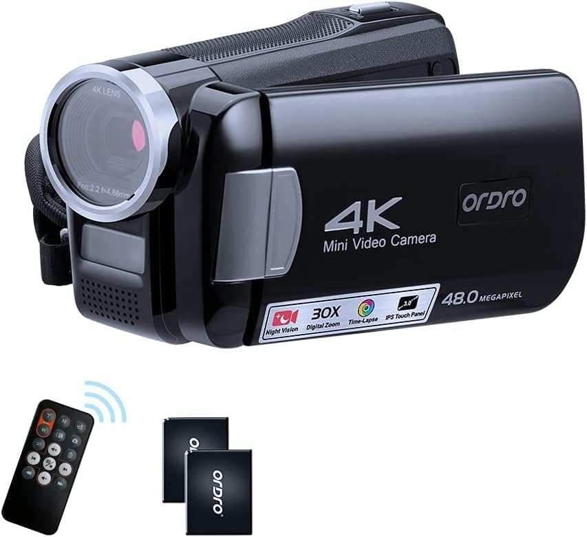 Ordro 4K Video Camera Camcorder, IR Night Vision Vlogging Camera for ...