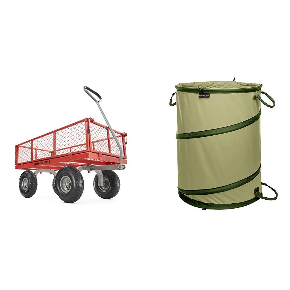 Gorilla Carts GOR800-COM Steel Utility Cart with Removable Sides, 800 ...