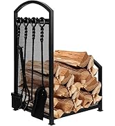 Amazon.com : Amagabeli 4ft Firewood Rack Outdoor Indoor Heavy Duty Wood ...