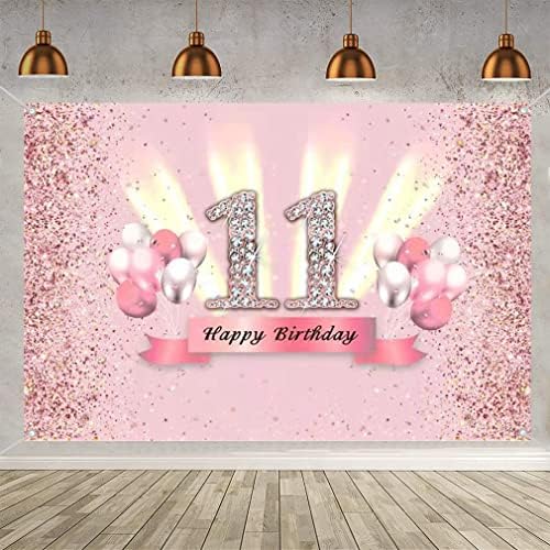 11th Birthday Decoration Banner Happy Birthday Backdrop for Girls ...