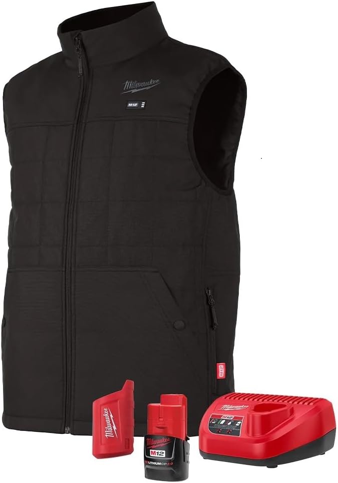 Amazon.com: Milwaukee 305B-21 M12 Black Heated Axis Vest Kit Witha ...