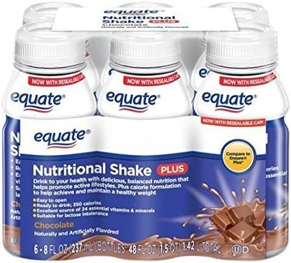Amazon.com: Equate Chocolate Nutritional Shake Plus (8 fl oz, 6 count ...