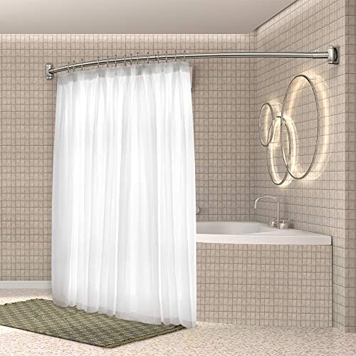 Amazon.com: Silver Curved Shower Rod Aluminum Adjustable 29 - 49 inches ...
