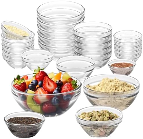 Amazon.com: LemonRoad 20 Pcs Glass Prep Bowls Sets 4 Sizes 1.5/2.5/4.5 ...