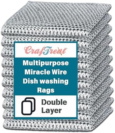 Amazon.com: CrafTreat Non Scratch Wire Dishwashing Rag, 10 Pack Double ...