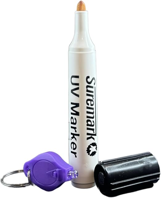 SureMark UV Security Marker Fine Tip with Keyring UV Light : Amazon.co ...