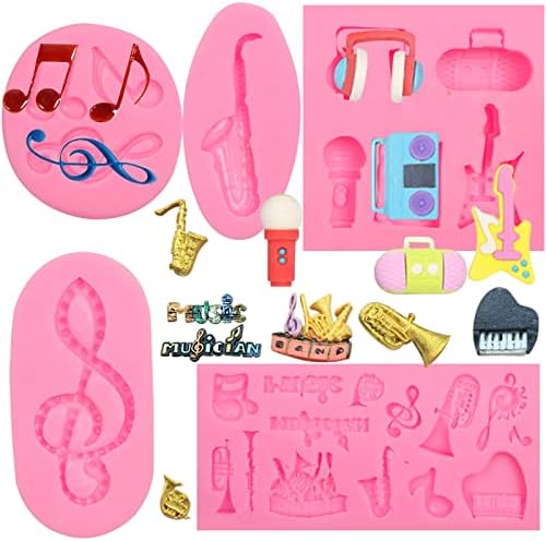 Amazon.com: Music Note Fondant Mold 4 Pcs, Musical Instruments ...