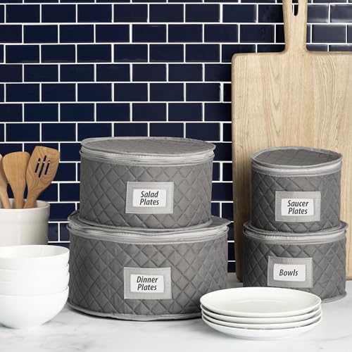 Snapklik.com : Fine China Storage - Set Of 4 Quilted Cases For ...