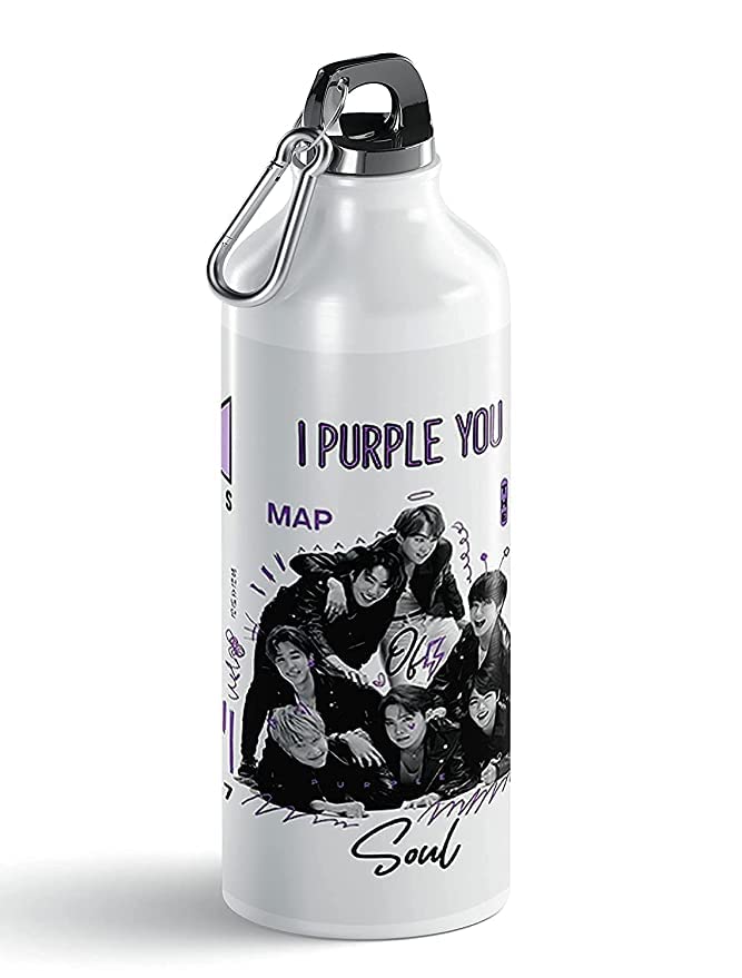 Hejal BTS Sipper Aluminum Water Bottle 600ml White bts army : Amazon.in ...