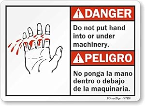 SmartSign S-7808-PL-14 "Danger: Do Not Put Hand Into/Under Machinery ...