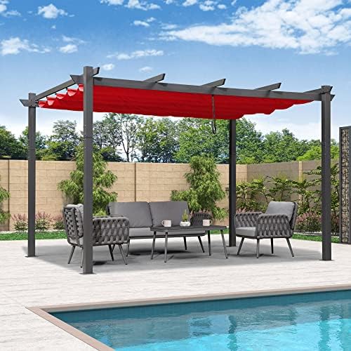 Amazon.com: PURPLE LEAF 11' X 13' Outdoor Pergola with Retractable ...